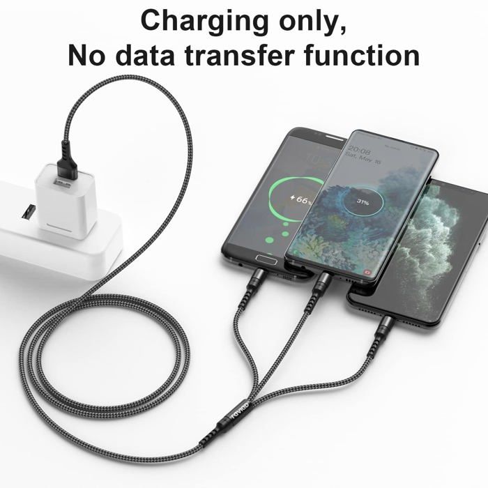 Câble Multi USB 3 en 1 Câble Universel [1.2M] Multi USB Câble de Chargement en Nylon avec Micro ...