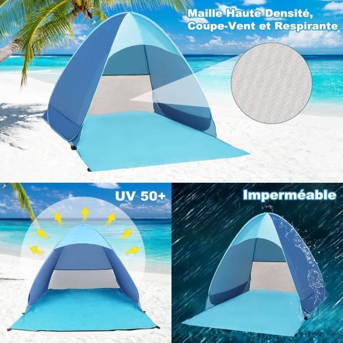 Tente de Plage - Instantanée - Protection Solaire UV UPF 50+ - 2-3 ...