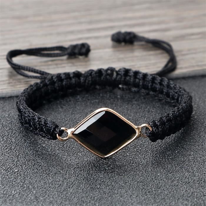 Bracelets en corde noir ajustable pour femmes et hommes breloques nœuds ...