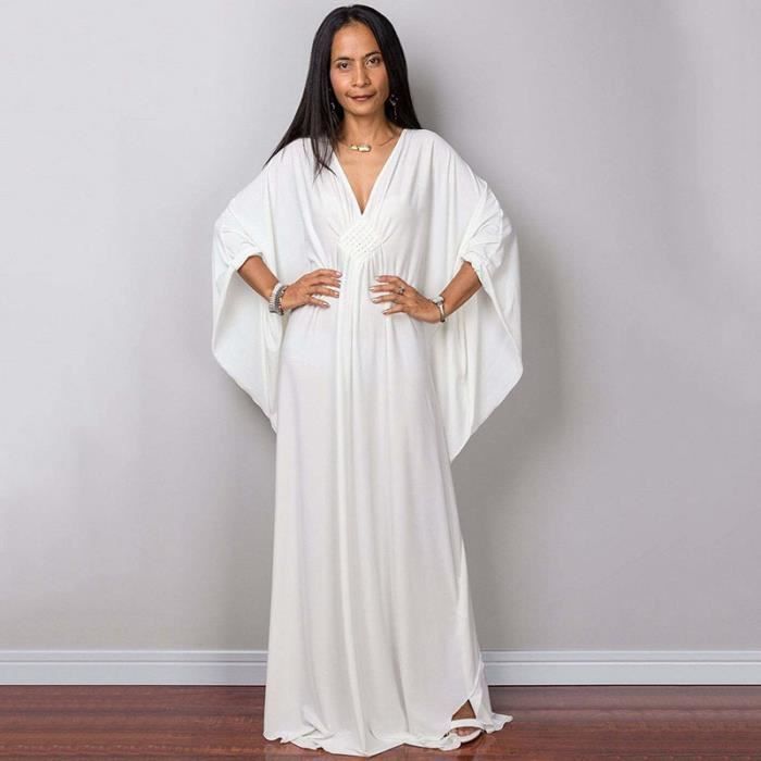 Robe,Robe longue de déesse grecque,blanc pur,couleur unie,Kaftan noir ...