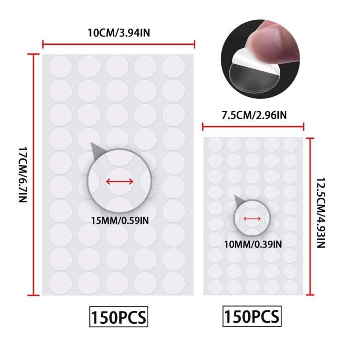 300 Pièces Mastic Transparent, Points Adhésifs Double Face Mastic Rond ...
