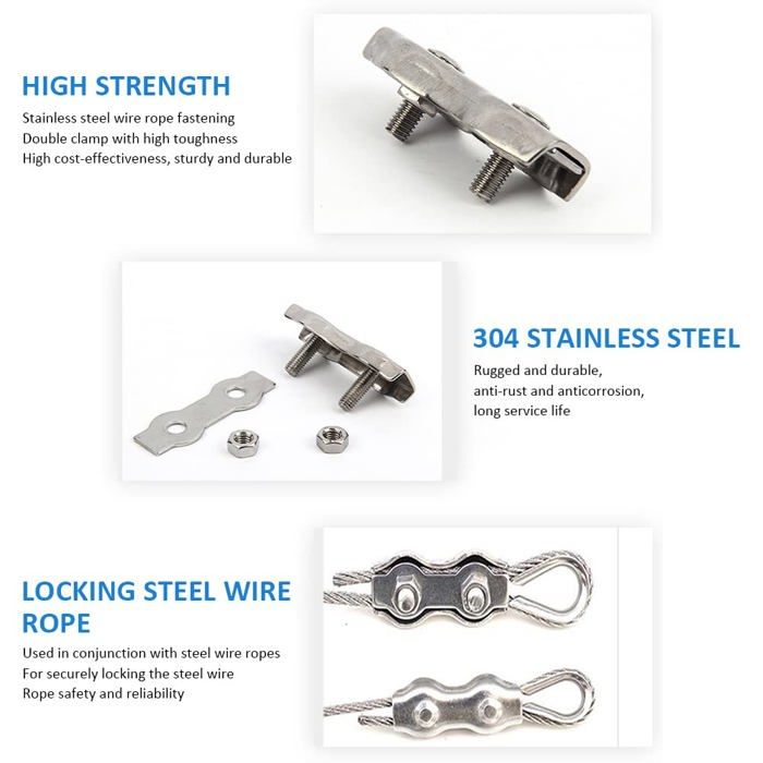 Serre Cable Acier, Serre Corde, Duplex Clips, M4 Double Serre-Câbles ...