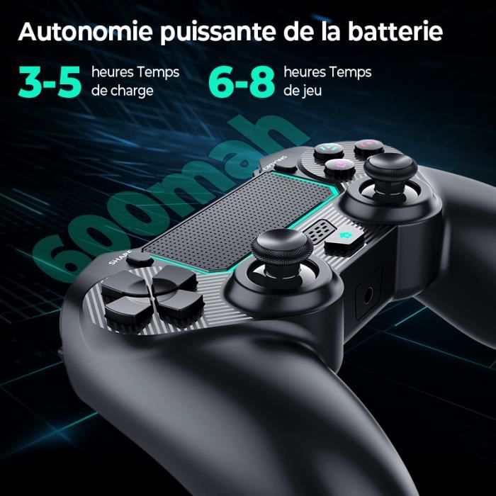Manette pour PS4 Bluetooth RVB sans fil, Gyroscope à 6 axes, contrôleur ...