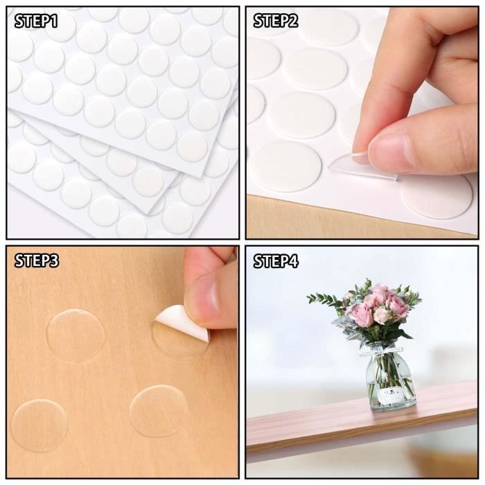 300 Pièces Mastic Transparent, Points Adhésifs Double Face Mastic Rond ...