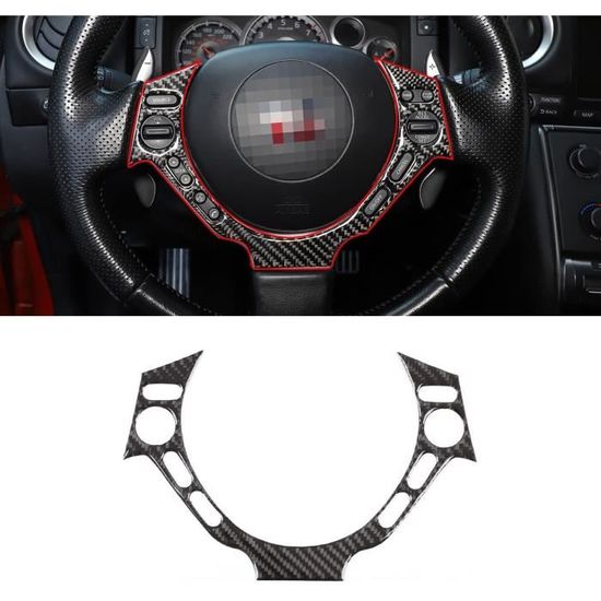 Cadre de bouton de volant en fibre de carbone véritable Pour Nissan GTR R35 2008-2016 noir ...