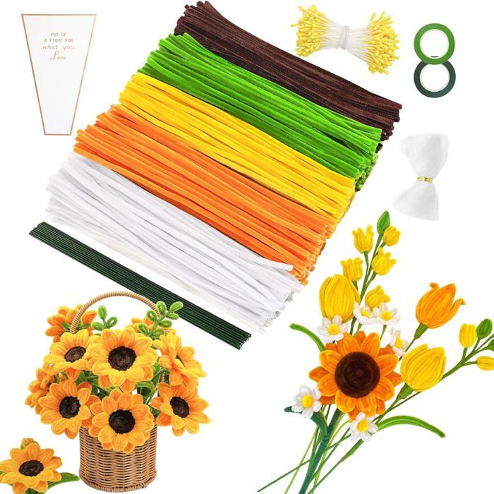MOTONG 400 Pcs Cure Pipe pour Bricolage 4 Couleurs Tournesol Pour Fil ...