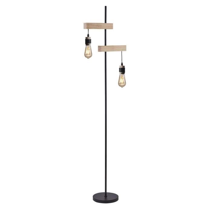Lampadaire Bois Et Metal Noir