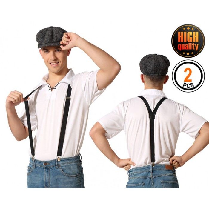 Kit Déguisement Gangster - ATOSA - Bretelles noires et casquette grise ...