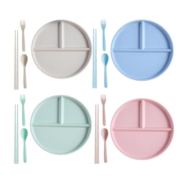 Lot de 4 Assiette Compartiment Adulte: 22 cm Assiettes Divisées avec 3 ...