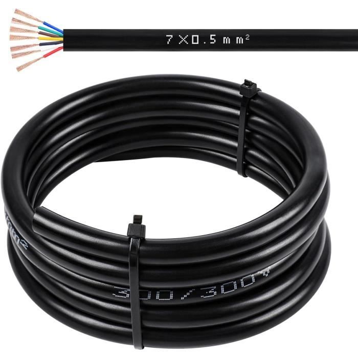 Qiping 20m 7 Fils x 0,5 mm² Câble Rond Flexible pour Remorque de Voiture - Cdiscount Bricolage