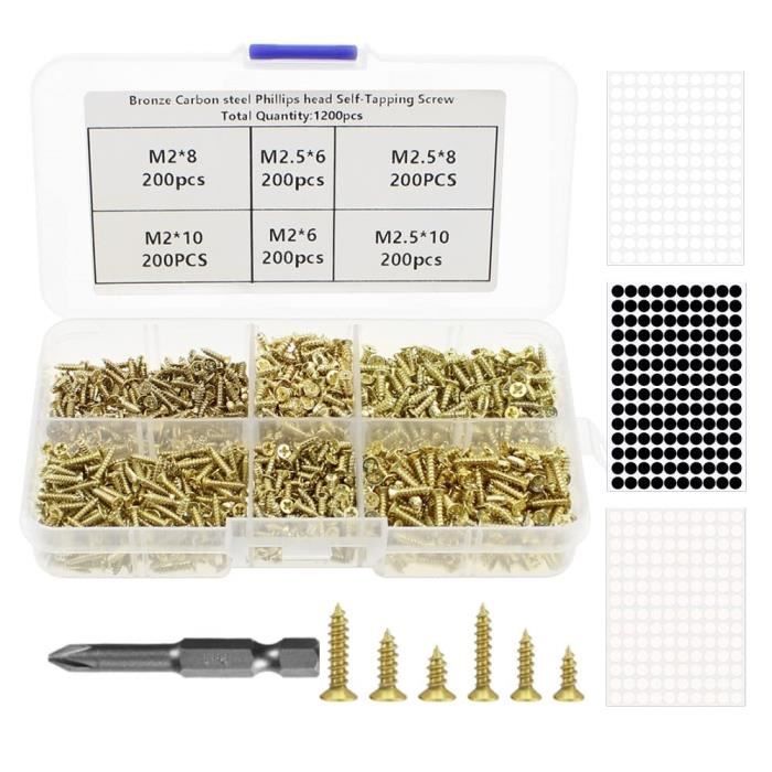 BouGPeng 1200 Pièces Petites Vis M2 M2.5 Petites Visses a Bois ...