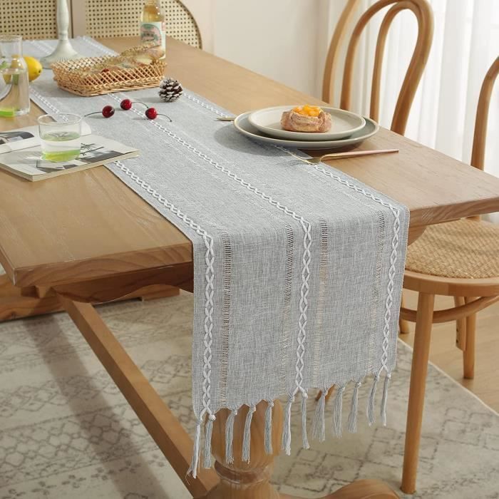 AJW-Chemin de Table Style Maison de Campagne Gris Style bohème avec ...