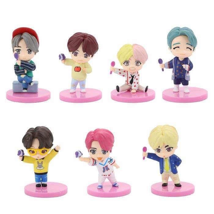 7 pièces - ensemble BTS dessin animé Bangtan personnage figure bureau ...