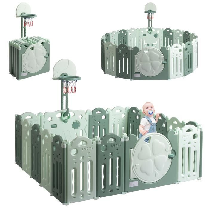 Parc Bébé Parc Enfant Modulable avec Panier de Basket pour Intérieur et ...