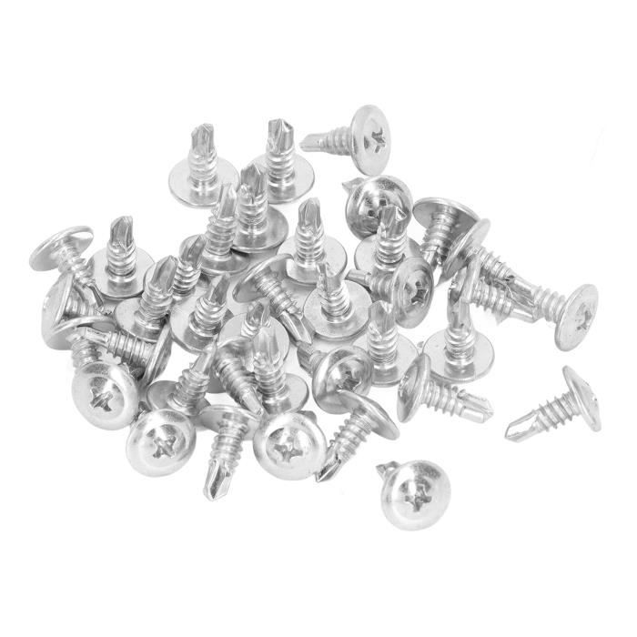 Cikonielf attaches 250 pièces vis autoperceuse en acier au carbone blanc Zinc perceuse vis M4 ...