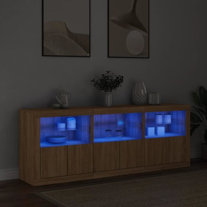 Buffet - MOTHINESSTO - DS297 - Chêne Sonoma - 2 Portes - LED RGB - 181 ... Buffet - MOTHINESSTO - DS297 - Chêne Sonoma - 2 Portes - LED RGB - 181 ...