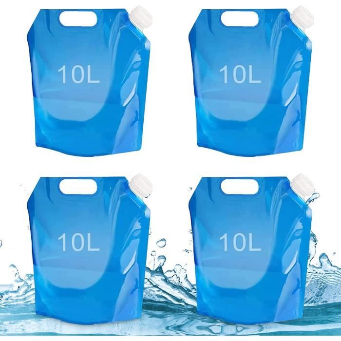 4×10L Bidon Pliables et Portables,d'eau Portable,Bidon d'eau Poche, Sac d'eau Pliable,Eau ...