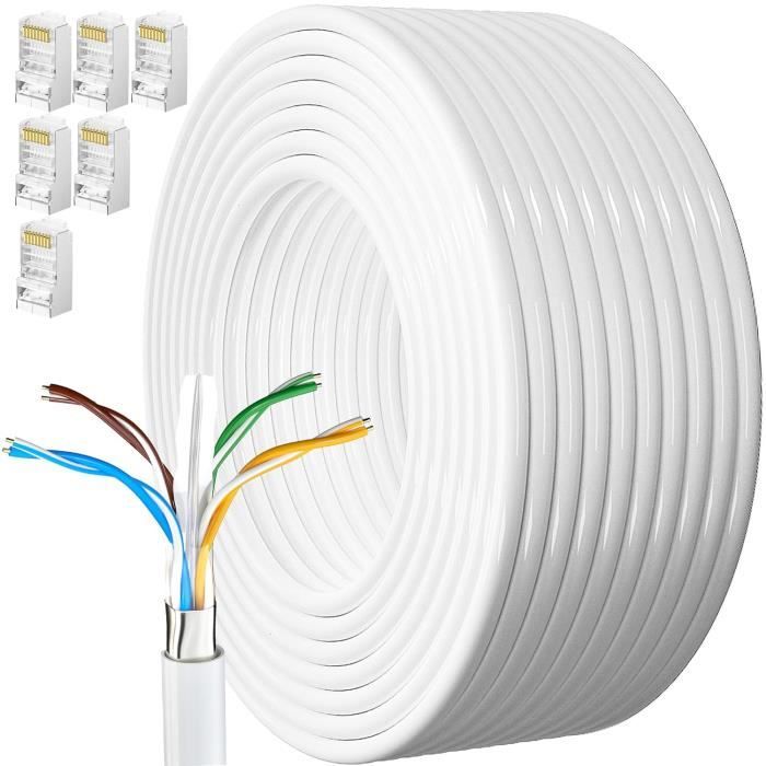 Cable Ethernet 30M, Cable Rj45 Blindé Cat 6 Gigabit Haut Débit Câble ...