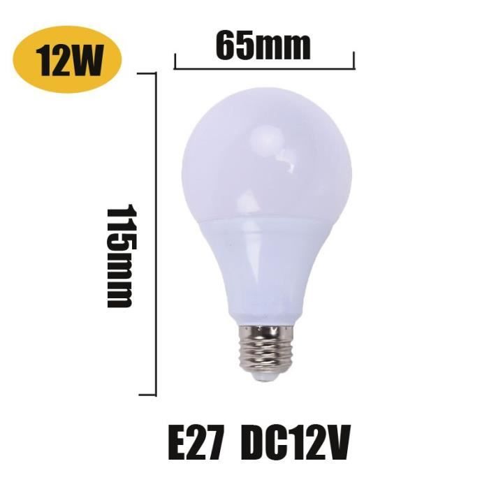 AMPOULE LED,12W E27 DC12V-12V cold white--Ampoule LED 12 V DC, E27, 3, 5, 7W, 9, 12, 15W ...