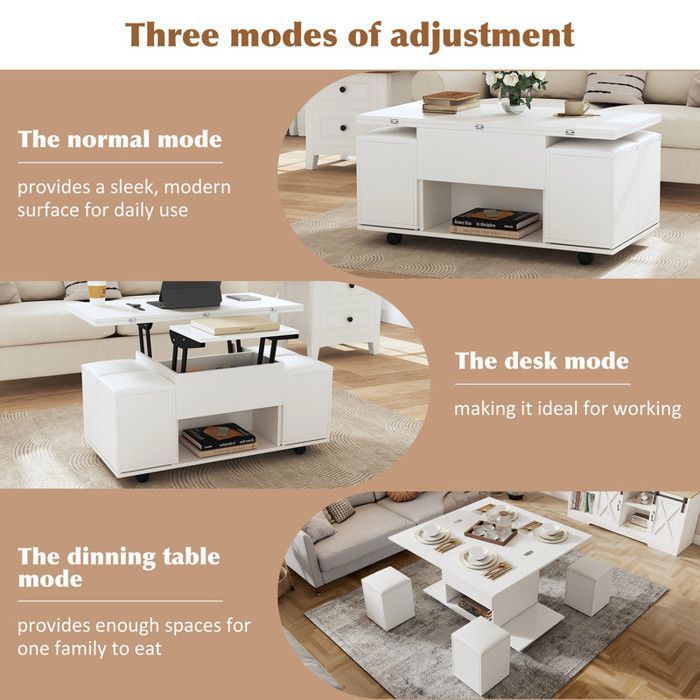 O.Ye Table Basse Multifonctionnelle Relevable, Le Bureau Peut Ouvrir 2 ...