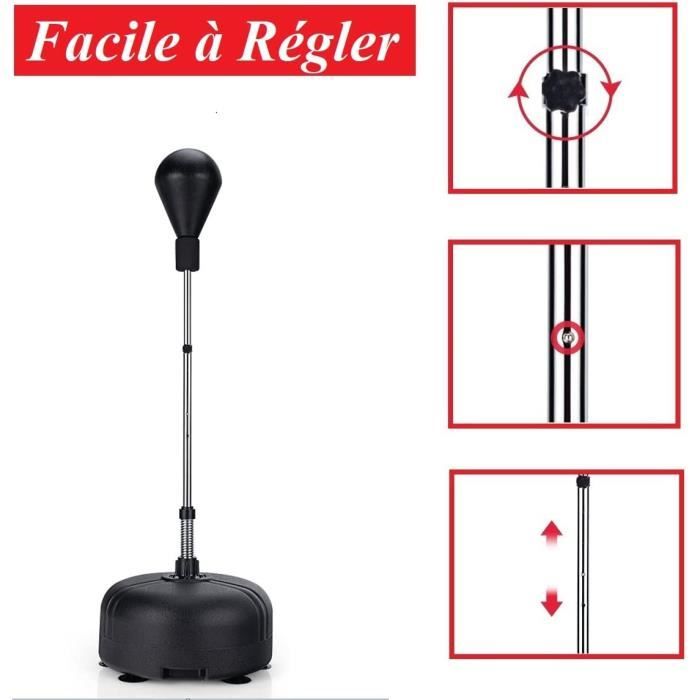 GYMAX Set de Boxe Punchingball Réglable en Hauteur, Ballon de Boxe sur ...