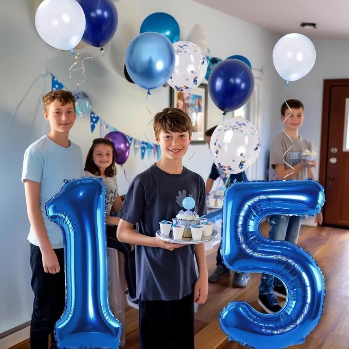 Ballon En Aluminium En Forme De Chiffre 15 Ans - Taille Xxl - Bleu ...