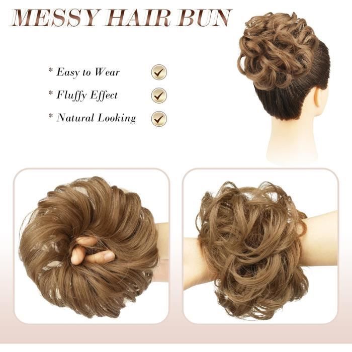Chignon Postiche Cheveux Extensions Bouclés Ondulés Naturel Synthétique ...