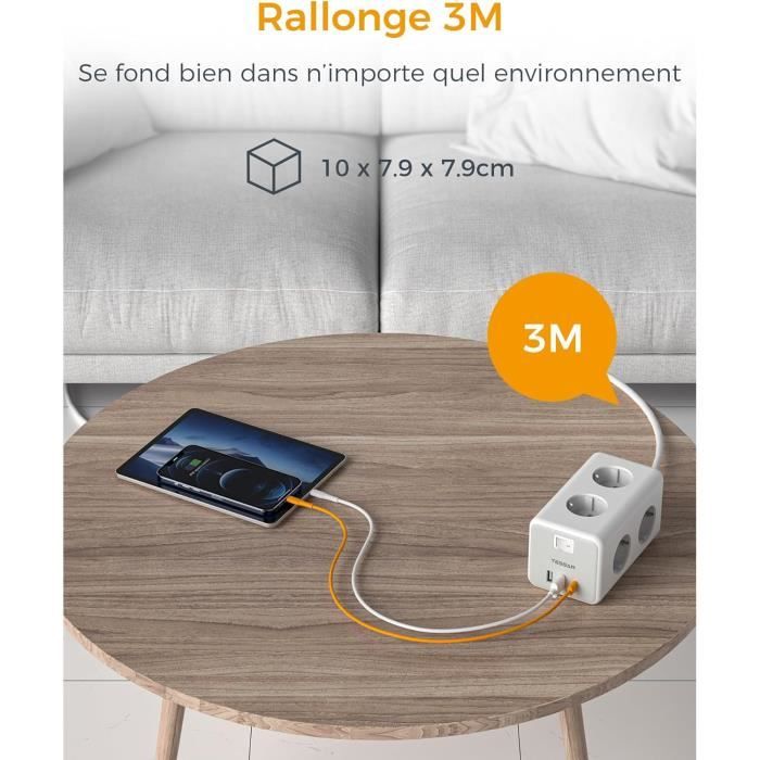 6 Prises Multiprise Usb C, Prise Multiple Avec Rallonge Electrique 3M ...