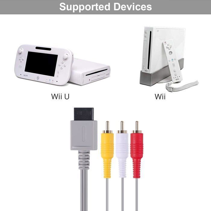 AV Cable for Wii Wii U, Audio Video AV Cable Cord for Nintendo Wii and ...