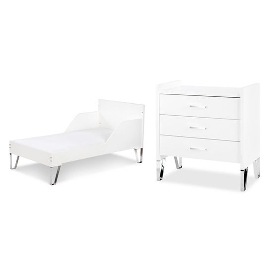 Lit - Commode Petits meubles - - 145 x 86 x 76cm - Blanc - Cdiscount Maison