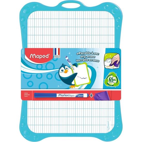 Kit Ardoise Blanche Effaçable+1 Porte-Accessoires+1 Brosse+1 Feutre ...