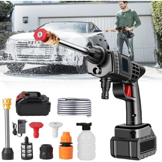 High Pressure Cleaner, 90 Bar Portable Cordless Pressure Washer with 5m ...