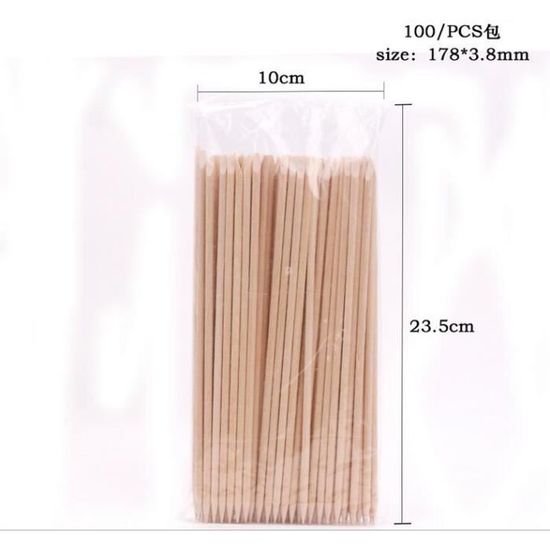 Mini bâtonnets à cuticules en bois Orange, 50/100 pièces, outil de ...