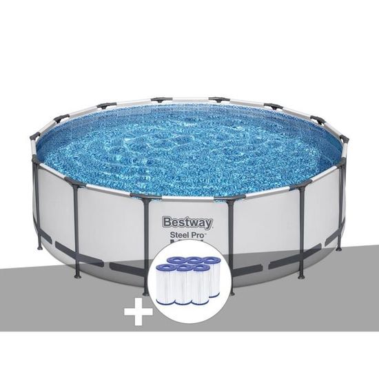 Kit piscine tubulaire Bestway Steel Pro Max ronde 4,27 x 1,22 m + 6 cartouches de filtration 4 ...