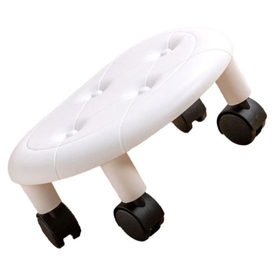 Tabouret roulant - HURRISE - Bas - Simili cuir - Bleu Blanc - 120 kg ...