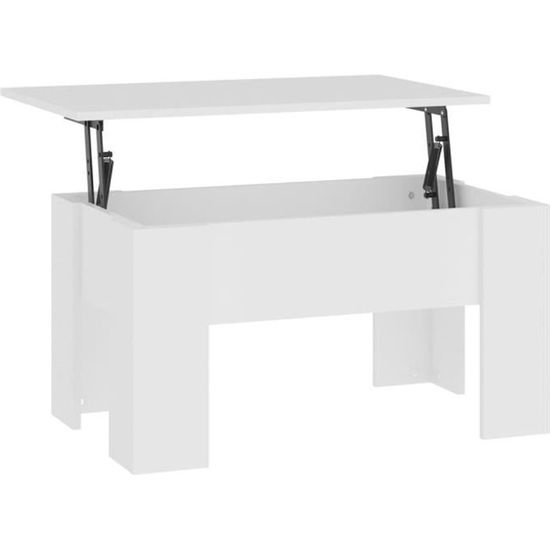 ABB Table basse Blanc 79x49x41 cm Bois d'ingénierie - Qqmora - AIR67025 ...