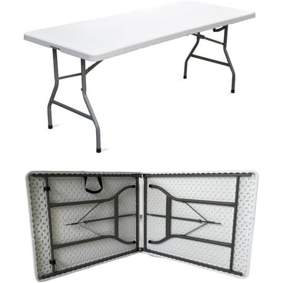 Table pliante refermable pour fêtes, foires, jardin, camping, 180 x 75 ...