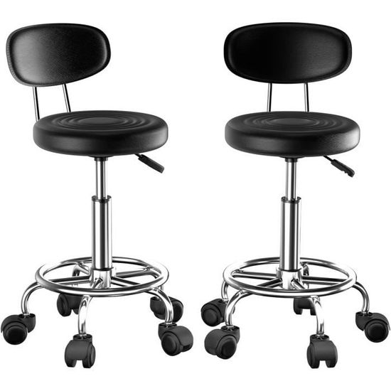 Rcynview Lot de 2 tabourets à roulettes réglables en hauteur 70-85 cm ...
