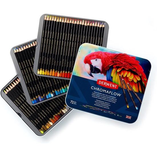 Derwent Chromaflow - Boîte de 72 Crayons de Couleurs, Mines Tenes de 3 ...