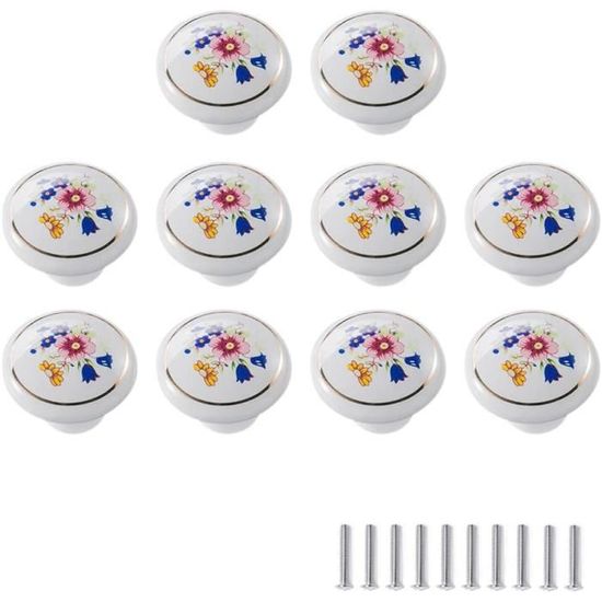 10 Pièces Vintage Armoire Boutons Céramique Boutons Rond Tiroir Boutons ...