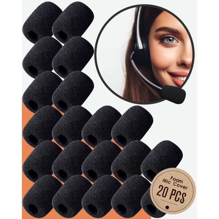 20 pcs Mousse Micro Casque, Bonette Micro Casque, Bonette Microphone ...