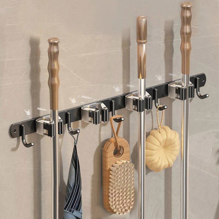 Porte-balai Acier inoxydable Serpillière Étagère de rangement Mural ...