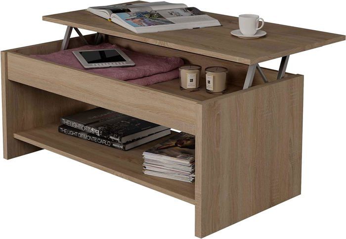 Table Basse relevable, Chêne, 100 x 50 x 42 cm.[Z580] - Cdiscount Maison