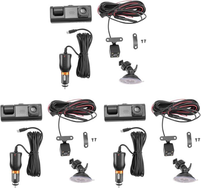 3X 3 Lentilles De Caméra Voiture Dvr 3 Canaux Dash Cam Hd 1080P Et ...