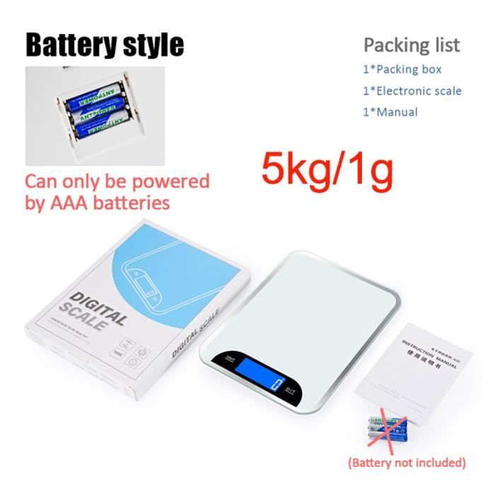Batterie 5kg 1g - Balance de cuisine numérique électronique,Balance de ...