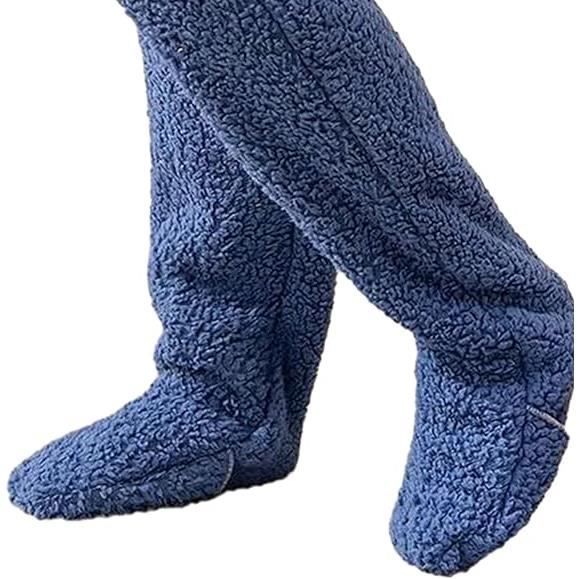 Chaussettes Hautes Pelucheuses Au Dessus Du Genou Pantoufles En