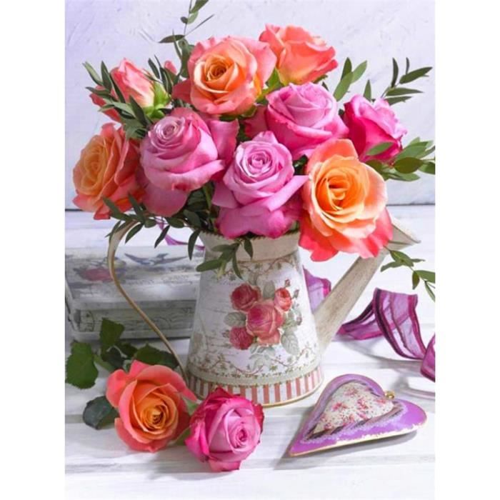 Diamond Painting Strass Complet Fleur Rose Broderie Diamant Kit Paysage ...