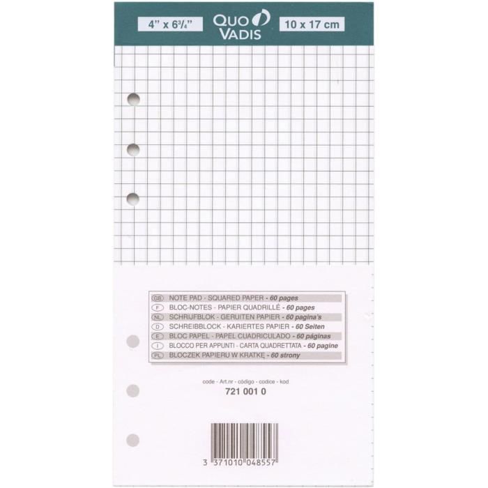 Quo Vadis - Accessoires de TIMER - Recharge BLOC-NOTES pour TIMER 17 ...