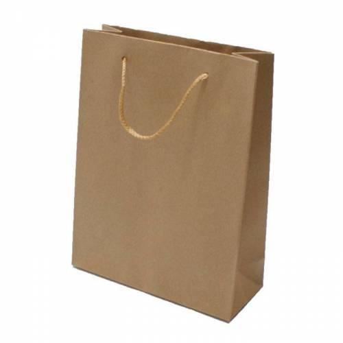 12 sacs cabas kraft de couleur brun naturel unis 24.5x19x8cm - 6566 ...