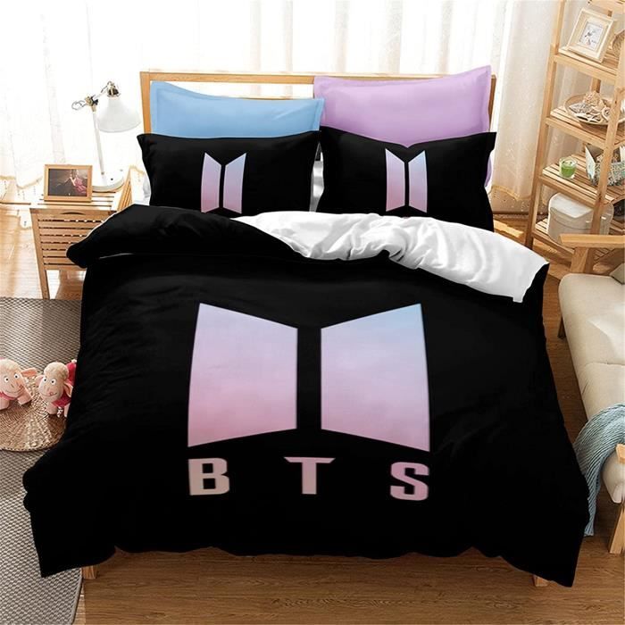 Parure de lit BTS - Impression numérique 3D - Microfibre - Multicolore - Noir - Synthétique ...